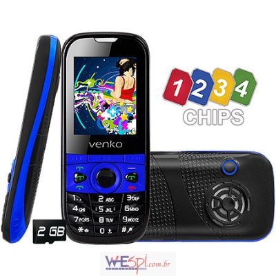 Wespi Atacado : CELULAR VENKO IDEAL II QBQS PRETO/AZUL - 4 SIM ...