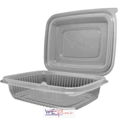 Wespi Atacado : POTE DESCARTAVEL 250ML.RETANG.TAMPA ARTICULADA - UN PCT.C/24 - RIOPLASTIC